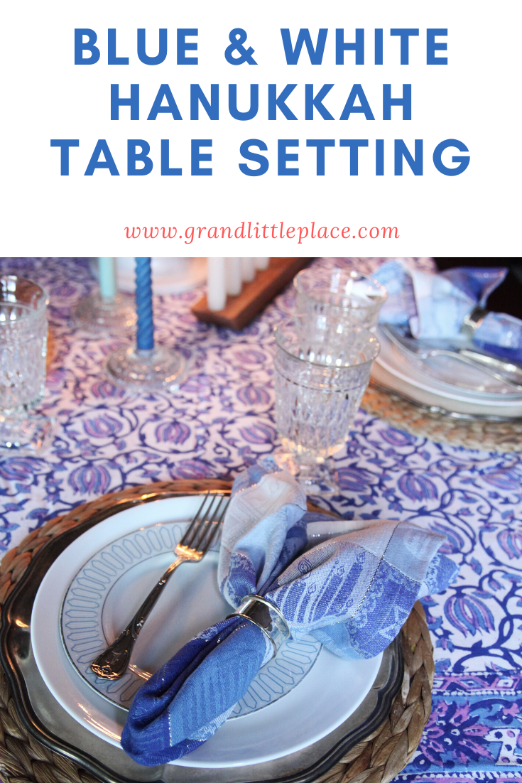 Blue & White Hanukkah Table Setting and Centerpiece Ideas • Grand ...