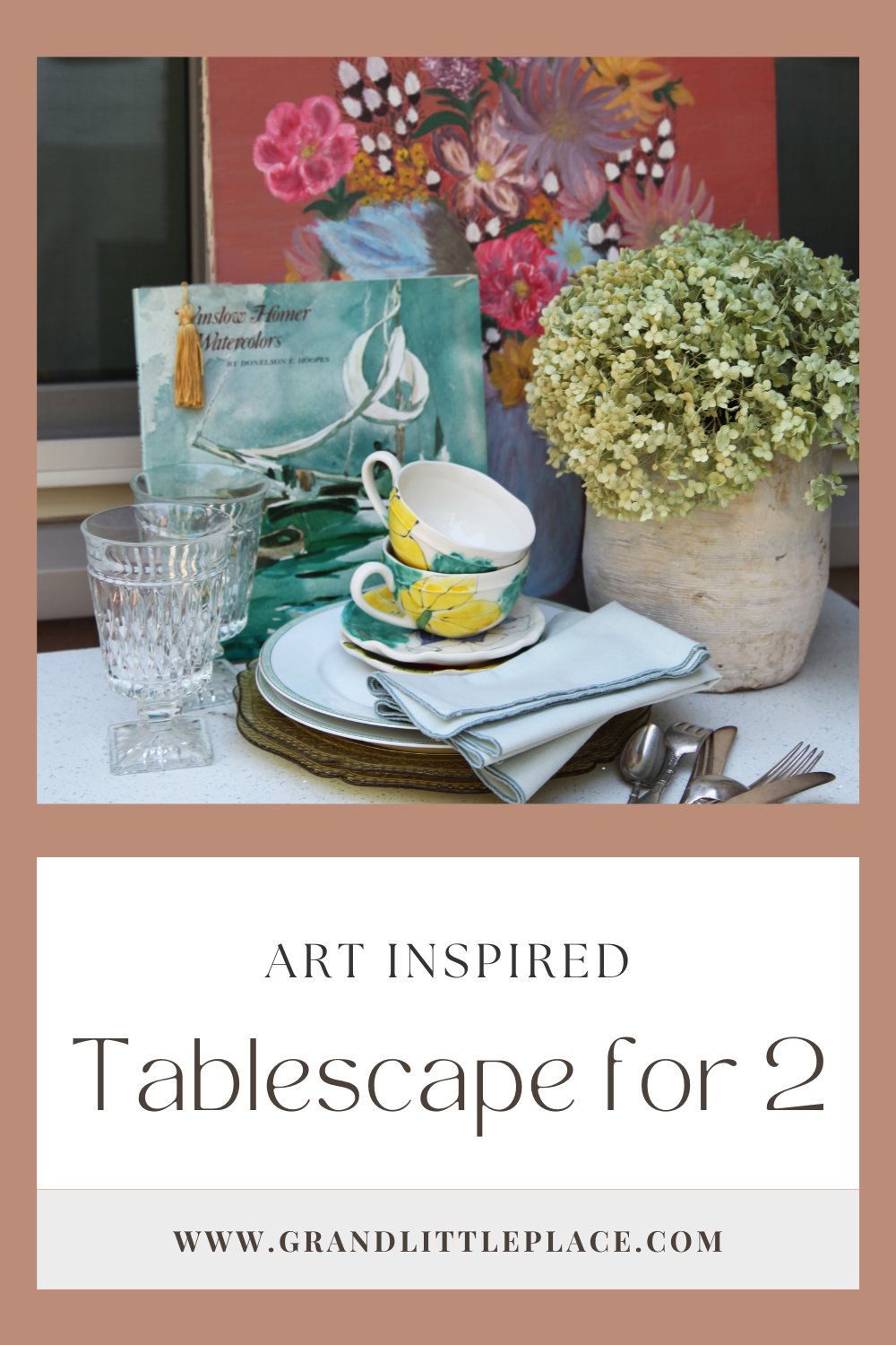 Art inspired bistro tablescape for 2 - July Tablescape Workshop • Grand ...