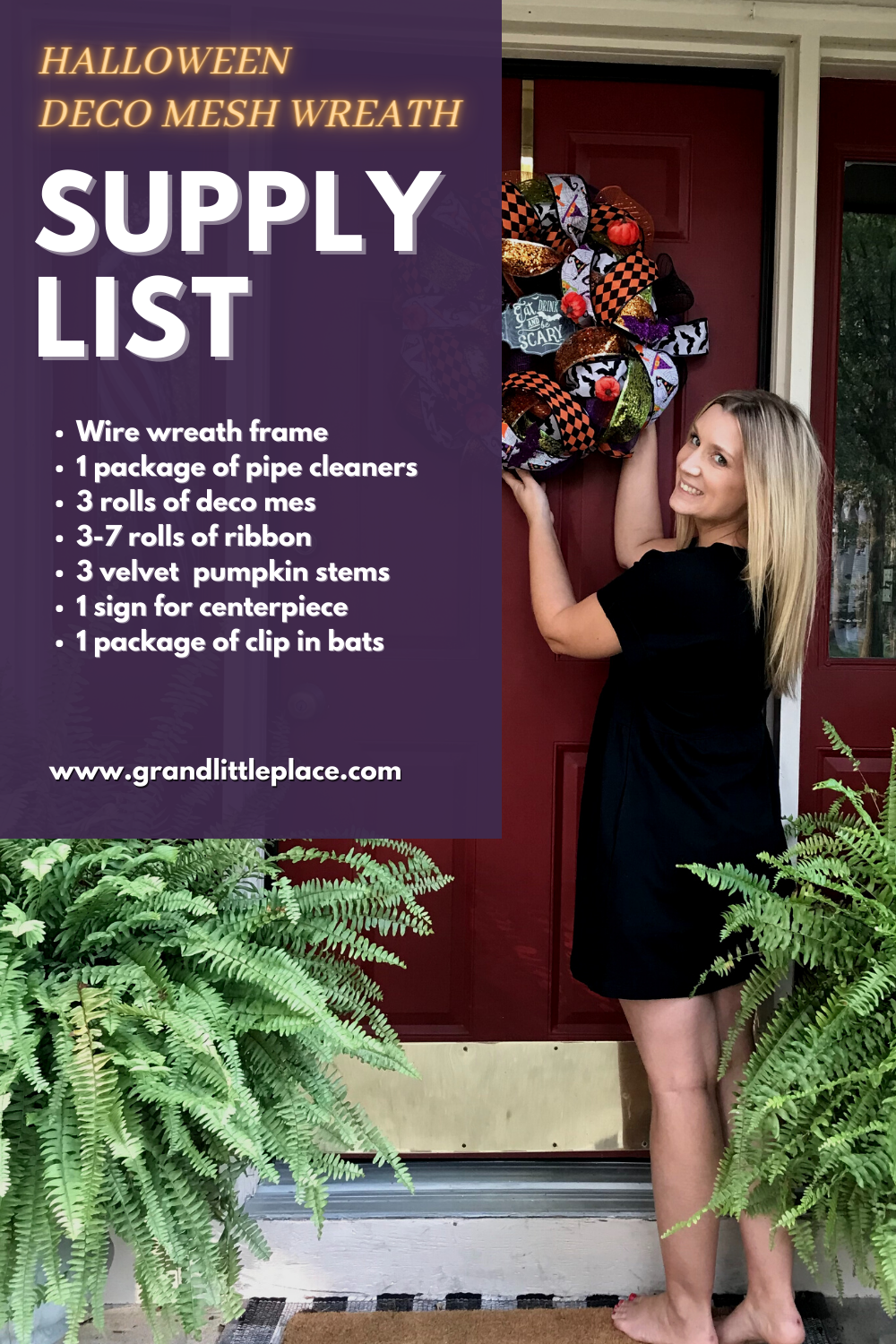 Halloween Deco Mesh Wreath Tutorial • Grand Little Place